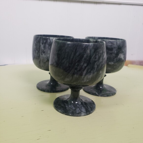 Dining | Vintage Rare Three Greygray Marble Mini Goblet Drinking Cups ...